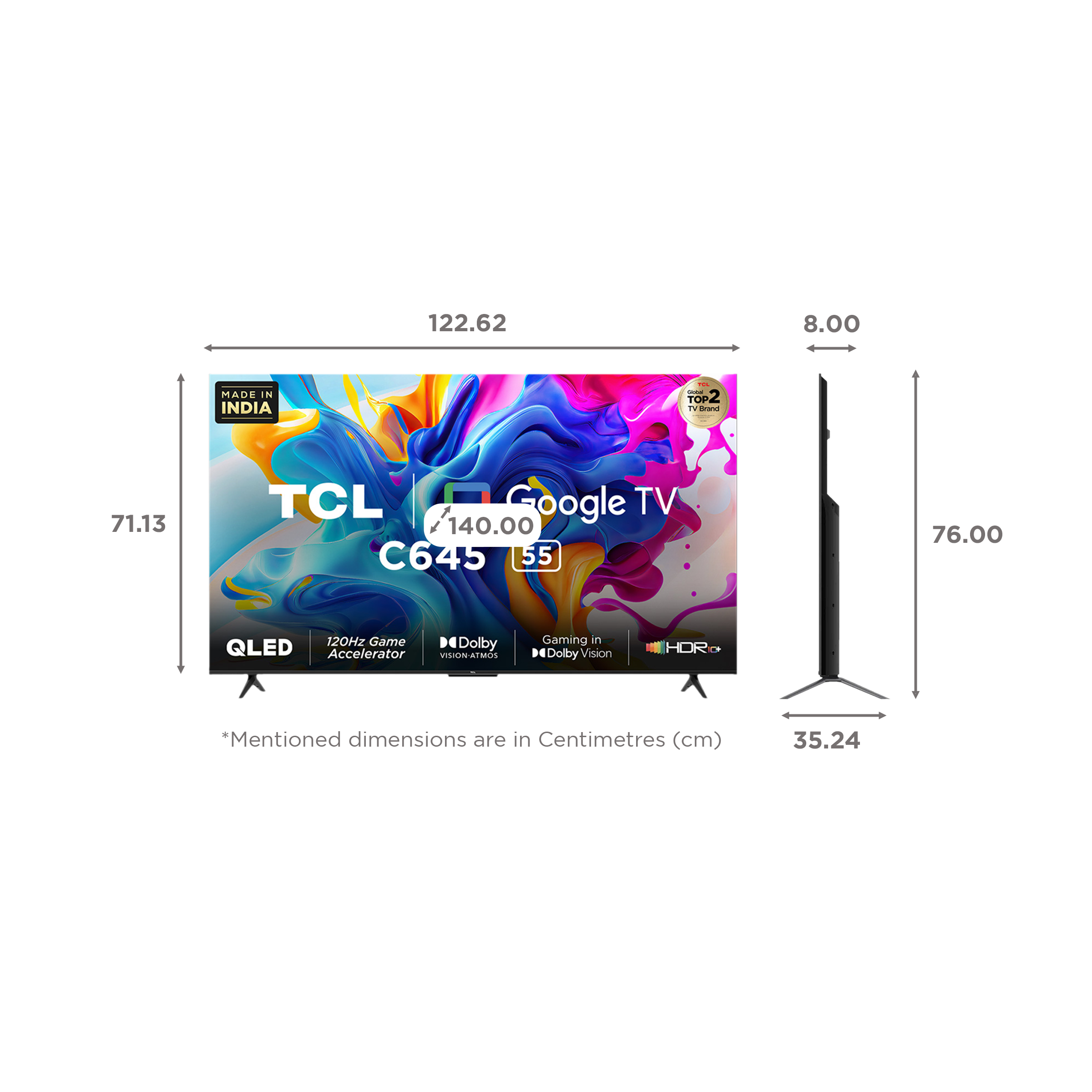 Buy TCL 55C645 140 cm (55 inch) QLED 4K Ultra HD Google TV with Dolby Vision & Dolby Atmos ...